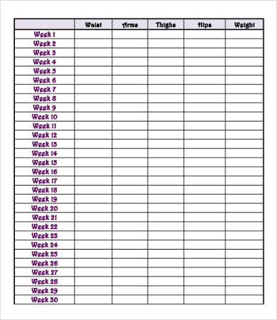 8+Weekly Weight Loss Chart Template