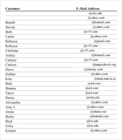 Customer List Template - 7+ Free Excel, PDF Documents Download