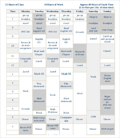 Student Schedule Template - 12+ Free PDF, Word Documents Download