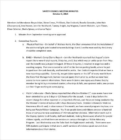 Safety Meeting Minutes Template - 9+ Free Word, PDF Documents Download