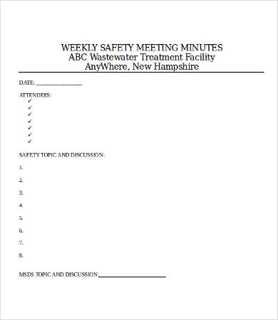 Safety Meeting Minutes Template - 9+ Free Word, PDF Documents Download
