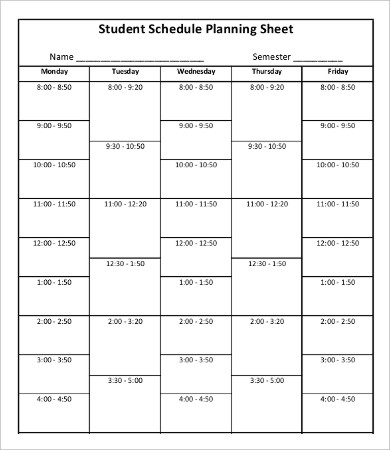 Student Schedule Template - 12+ Free PDF, Word Documents Download