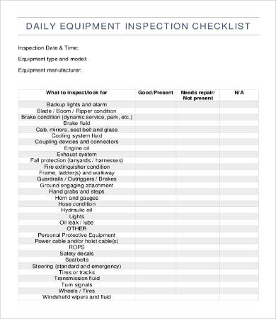 Equipment Checklist Template - 18+ Word, PDF Documents Download