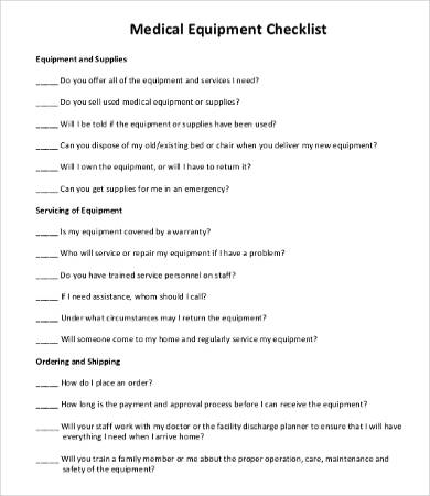 Equipment Checklist Template - 18+ Word, PDF Documents Download