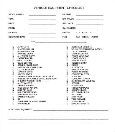 Equipment Checklist Template - 18+ Word, PDF Documents Download