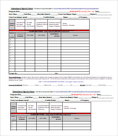 Attendance Sign In Sheet Template - 16+ Free Word, PDF Documents Download