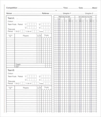Basketball Score Sheet - 12+ Free PDF Documents Download