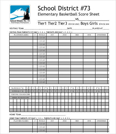 Basketball Score Sheet - 12+ Free PDF Documents Download