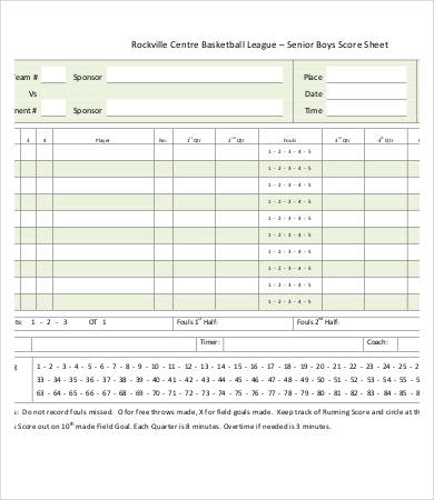 Basketball Score Sheet - 12+ Free PDF Documents Download