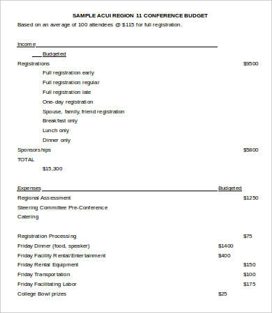 FREE 10+ Conference Budget Templates