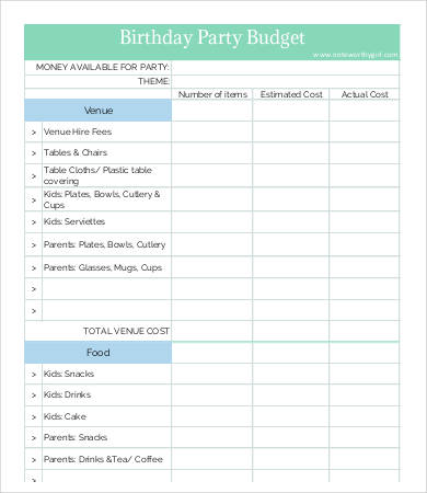 Party Budget Template - 11+ Free Word, PDF Documents Download