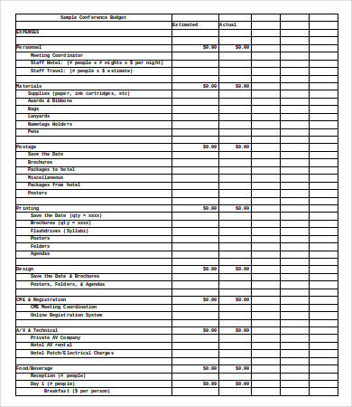 FREE 10+ Conference Budget Templates