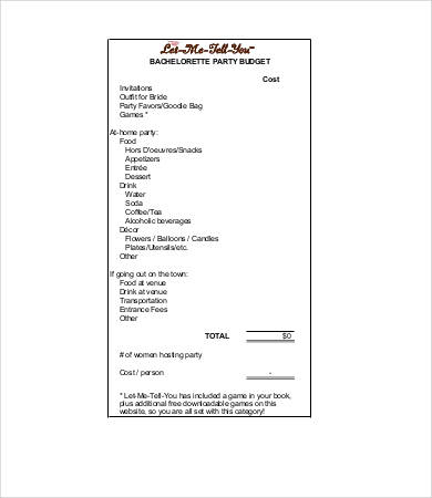 Party Budget Template - 11+ Free Word, PDF Documents Download