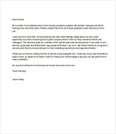 10+ Goodbye Letters To Coworkers - Word, PDF