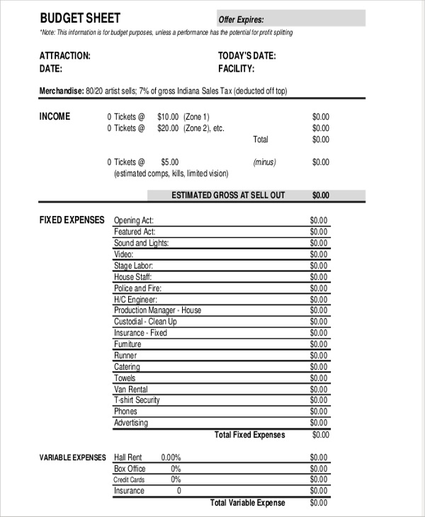 11 Production Budget Templates Word PDF