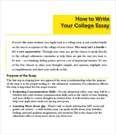 College Essay – 9+ Free Samples, Examples, Format Download
