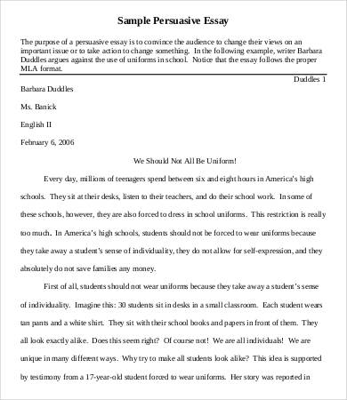 Persuasive Essay Template - 9+ Free Samples, Examples, Format