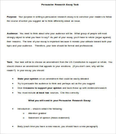Persuasive Essay Template - 9+ Free Samples, Examples, Format