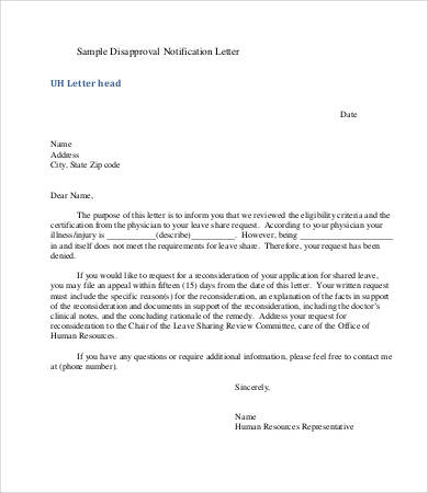 Disapproval Letters - 5+ Free Word, PDF Documents Download