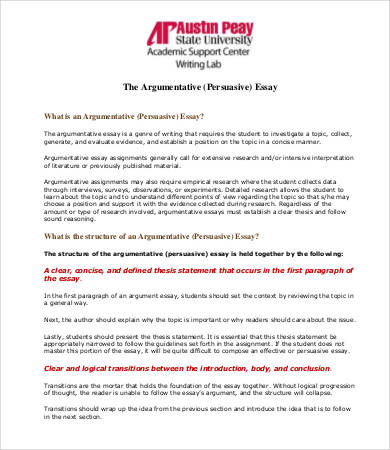 9+ Argumentative Essay Templates - PDF, DOC