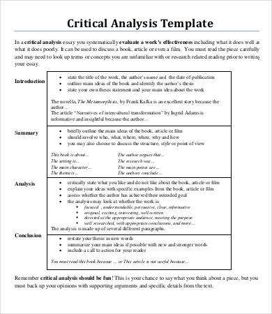 Analysis Essay Template - 11+ Free Sample, Example, Format