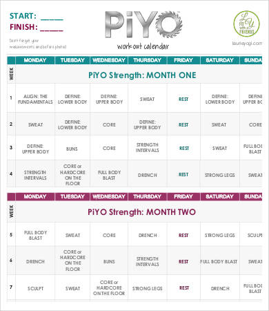 7+ Workout Calendar Templates - Free Sample, Example Format Download!