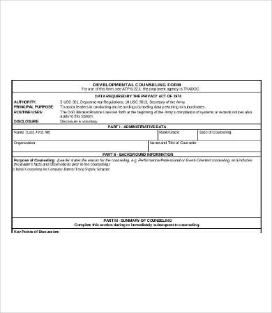 8+ Army Counseling Form