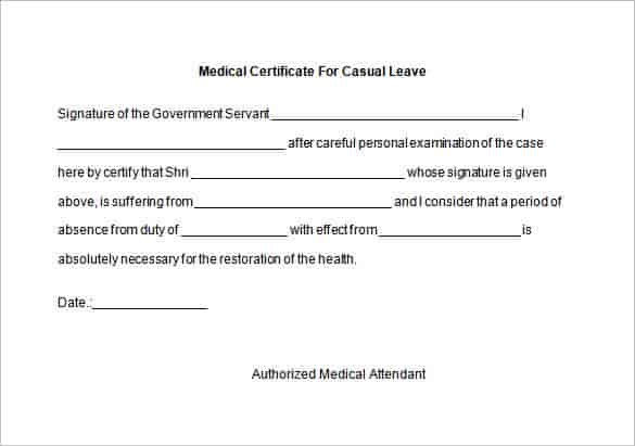 Medical Illness Certificate Format