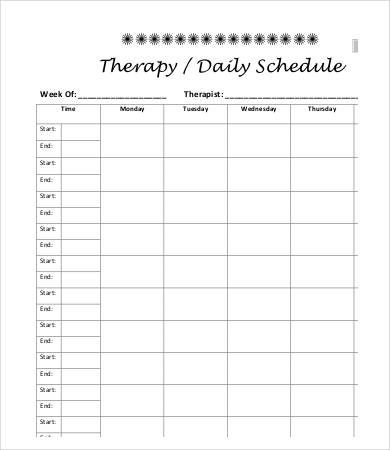 Therapy Schedule Template - 8+ Free Word, PDF Documents Download