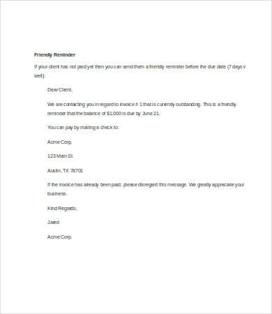 Friendly Reminder Email - 7+ Free Word, PDF Documents Download