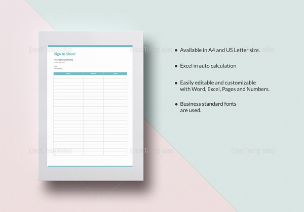 14+ Visitor Sign In Sheet Templates in Google Docs | Google Sheets | MS ...
