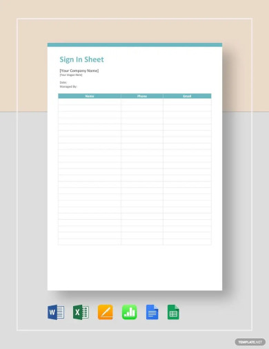 14+ Visitor Sign In Sheet Templates in Google Docs | Google Sheets | MS ...