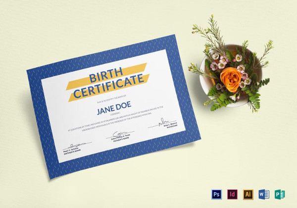 Birth Certificate Template - 50+ Word, PDF, PSD, AI, InDesign Format ...