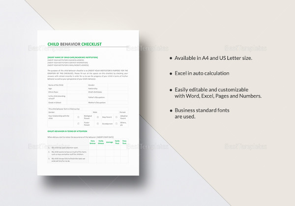 12+ Child Behavior Checklist Template - PDF Documents Download