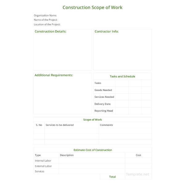 Scope Of Work Template - 14+Free PDF Documents Download