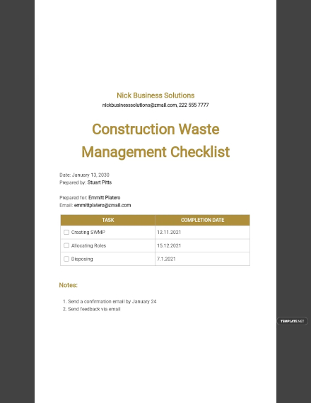 Construction Checklist Template - 45+ Free Word, PDF Documents Download