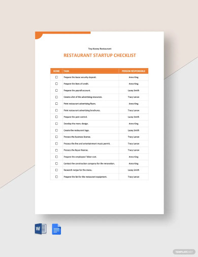 41+ Restaurant Checklist Templates - Word, PDF, Excel, Apple Pages ...