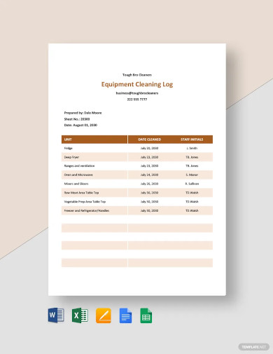 Equipment Log Template - 11+ Free Word, Excel, PDF Format Download