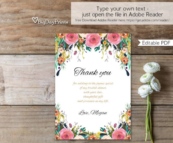 7 Bridal Shower Thank You Card PSD Vector AI EPS