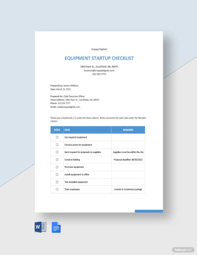 Equipment Checklist Template - 18+ Word, PDF Documents Download