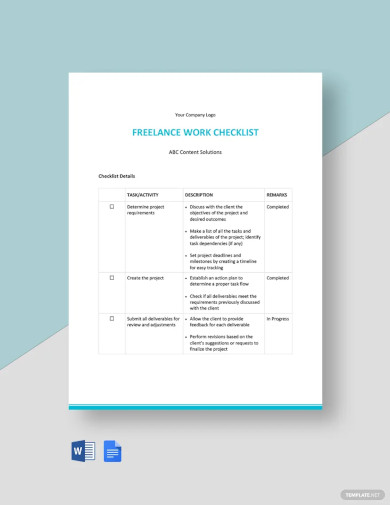 Work Checklist Template - 20+ Free Word, PDF Documents Download