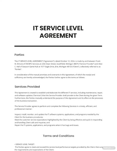 FREE 34+ Sample Service Level Agreement Templates in MS Word | PDF ...