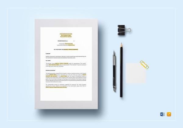 FREE 9+ Investment Memo Templates in PDF | Google Docs | MS Word ...