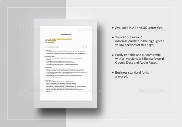 FREE 26+ Sample Audit Checklist Templates in PDF | MS Word | Pages ...
