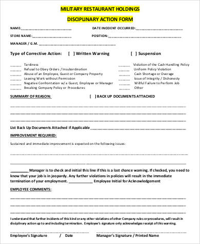 Disciplinary Action Form - 21+ Free Word, PDF Documents Download