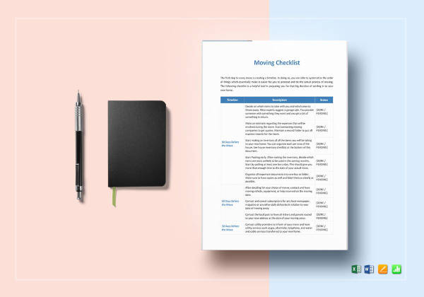 Moving Checklist Template - 20+ Word, Excel, PDF Documents Download!
