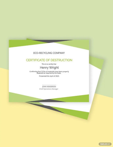 15+ Certificate Of Destruction Template - PDF, Word, AI, InDesign, PSD ...