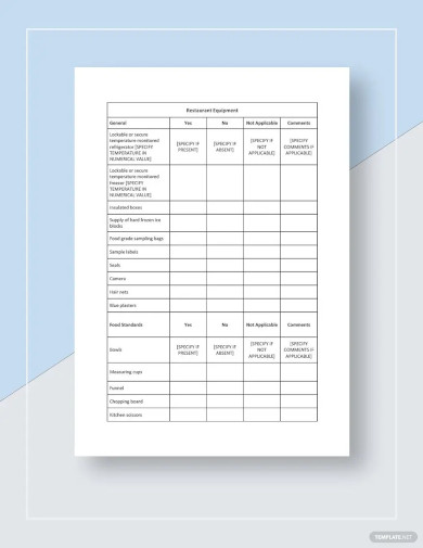 41+ Restaurant Checklist Templates - Word, PDF, Excel, Apple Pages ...