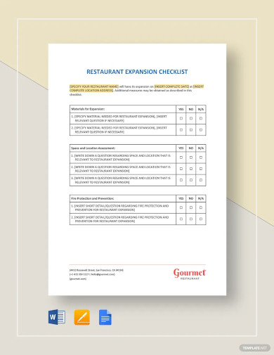 41+ Restaurant Checklist Templates - Word, PDF, Excel, Apple Pages ...