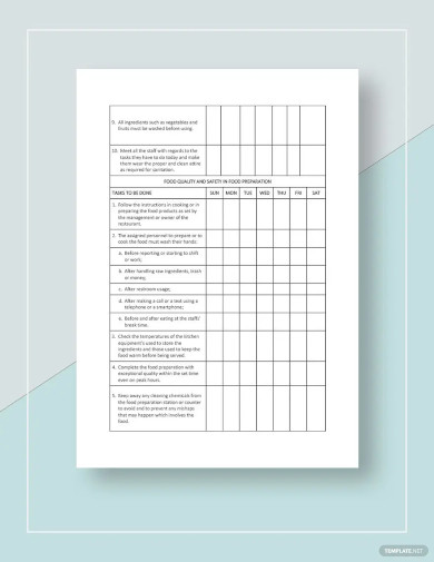 41+ Restaurant Checklist Templates - Word, PDF, Excel, Apple Pages ...